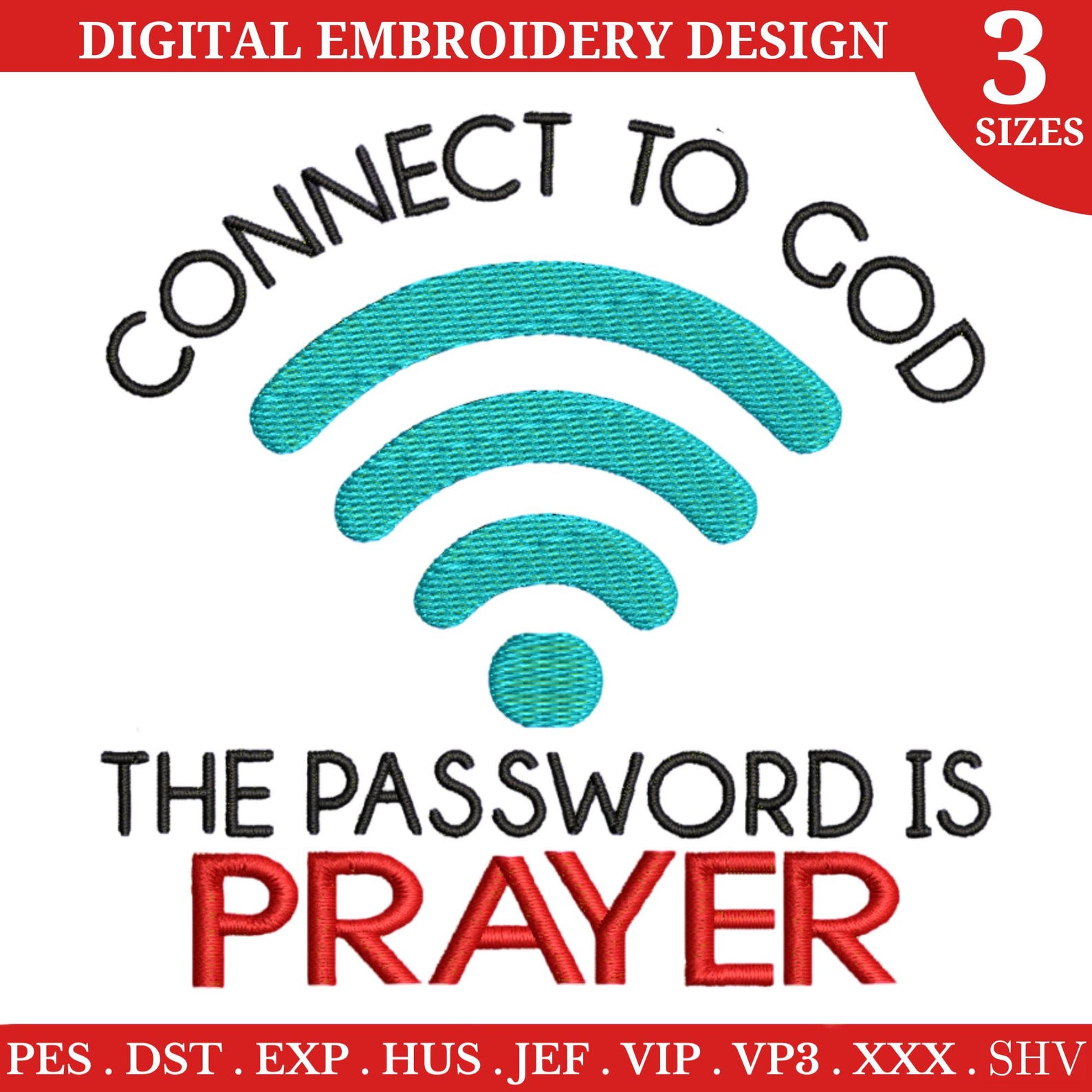 Connect to God Embroidery Design, the Password is Prayer Embroidery ...