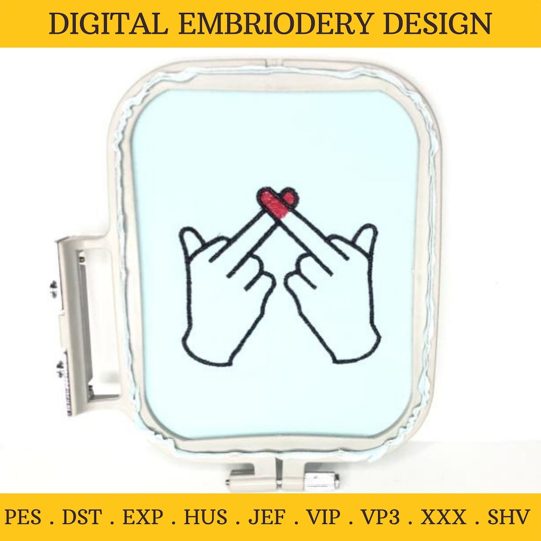 Crossed Middle Fingers With Heart Embroidery Design 4X4 Hoop, Middle ...