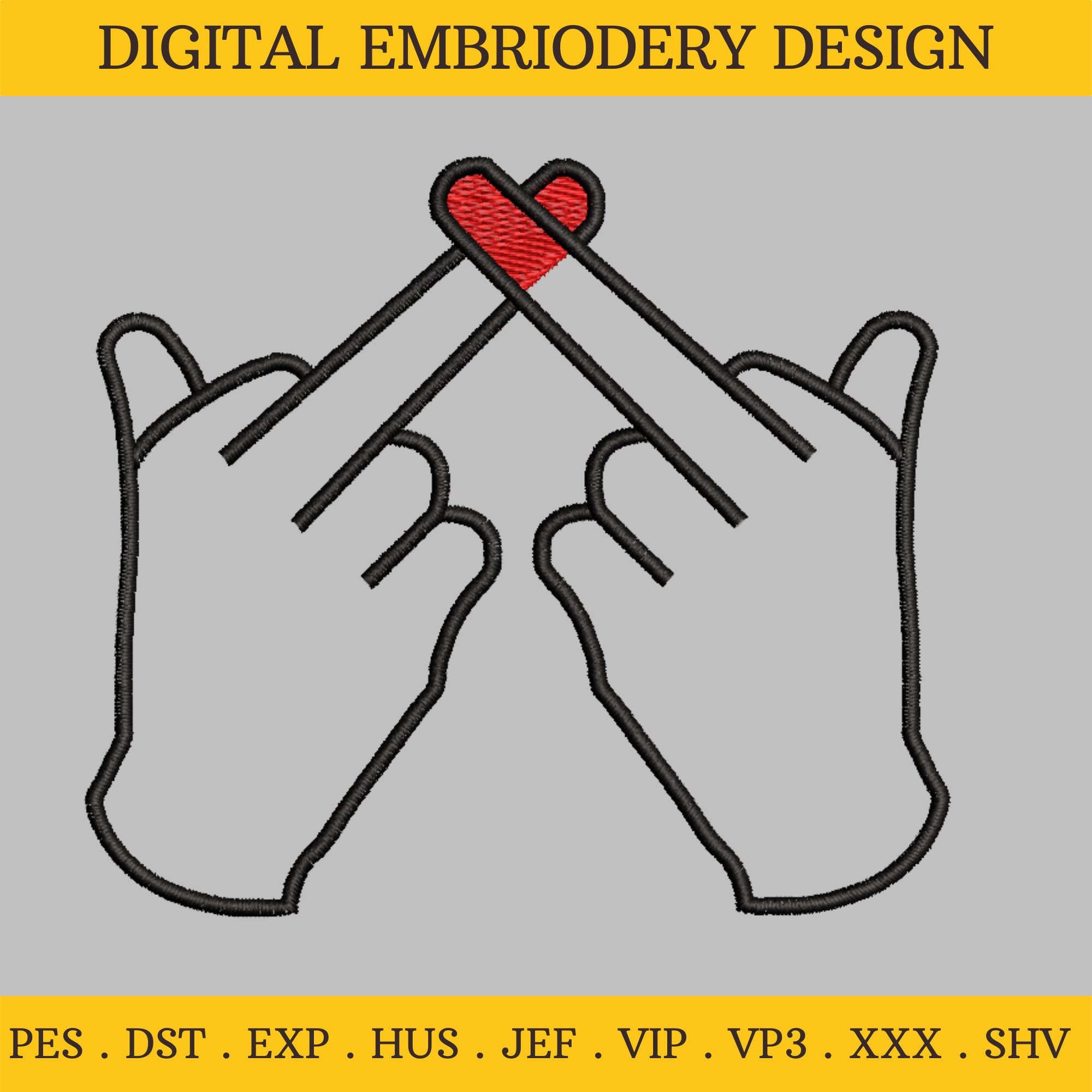 Stickdatei Mittelfinger mit Herz, 10x10 Rahmen, Stickdatei Mittigfinger ...
