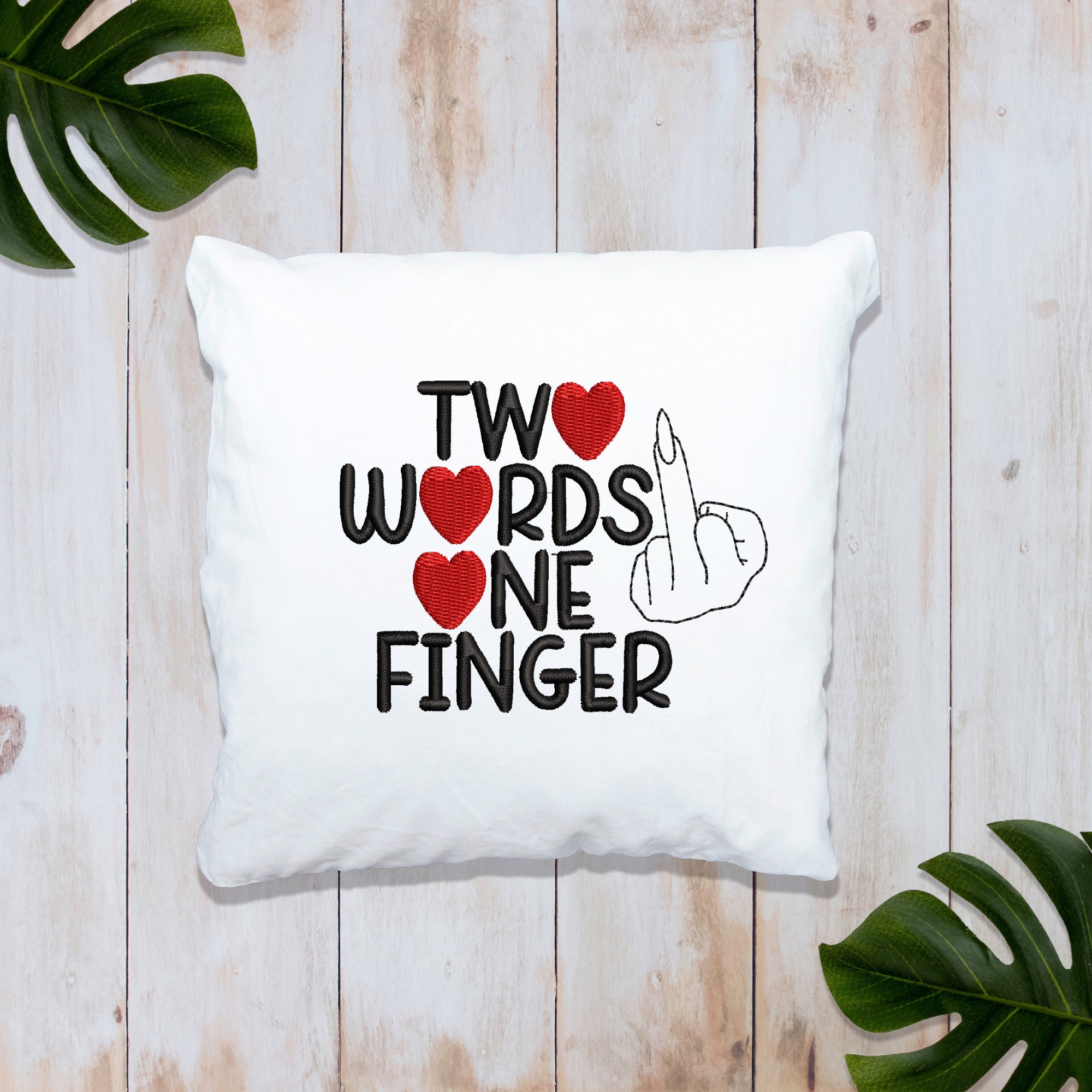 Two Words One Finger Embroidery Design, Women Middle Finger Machine ...