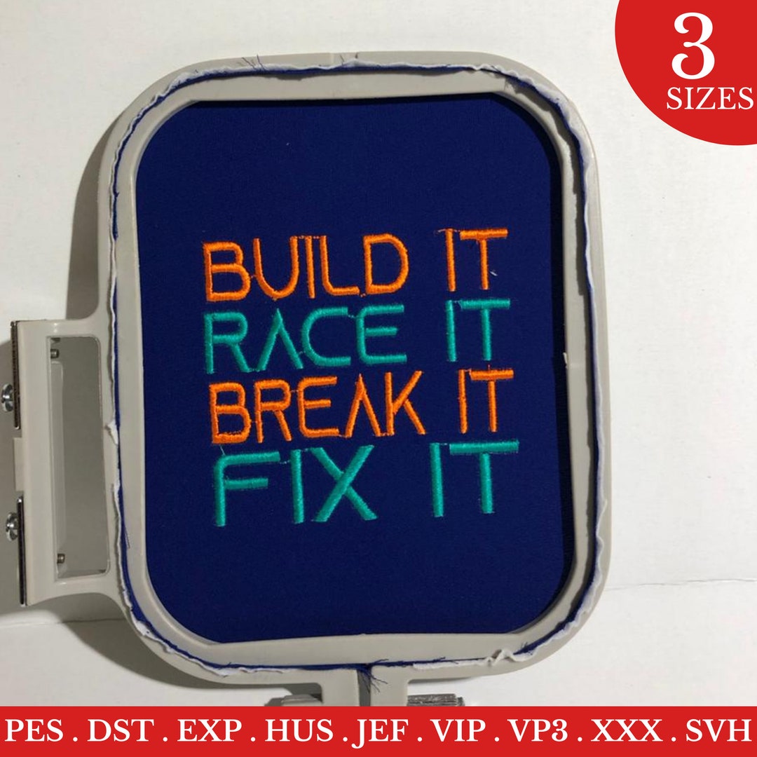 Build It Race It Embroidery Design, Drag Racing Machine Embroidery ...