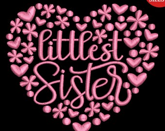 Littlest Sister Embroidery Design, Littlest Sibling, Baby Girl Shower ...