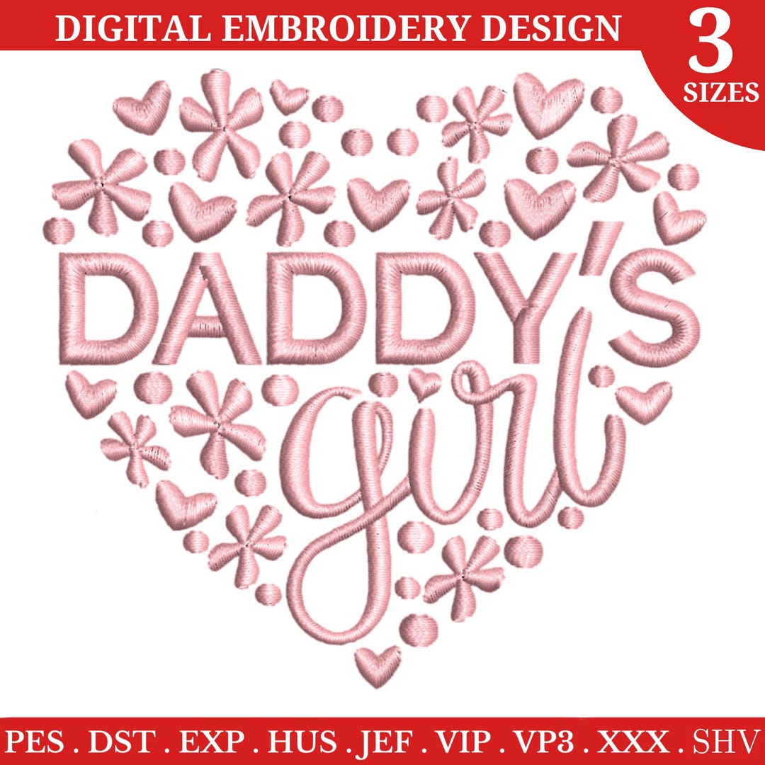 Daddy's Girl Machine Embroidery Design, Baby Girl Embroidery Pattern ...