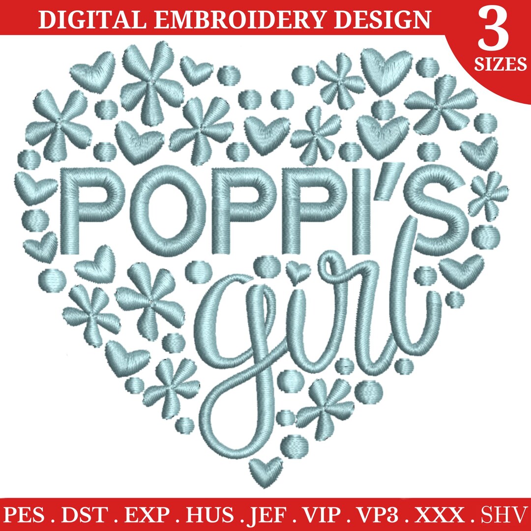 Poppi's Girl Embroidery Design, Baby Girl Embroidery Pattern, Poppi's ...