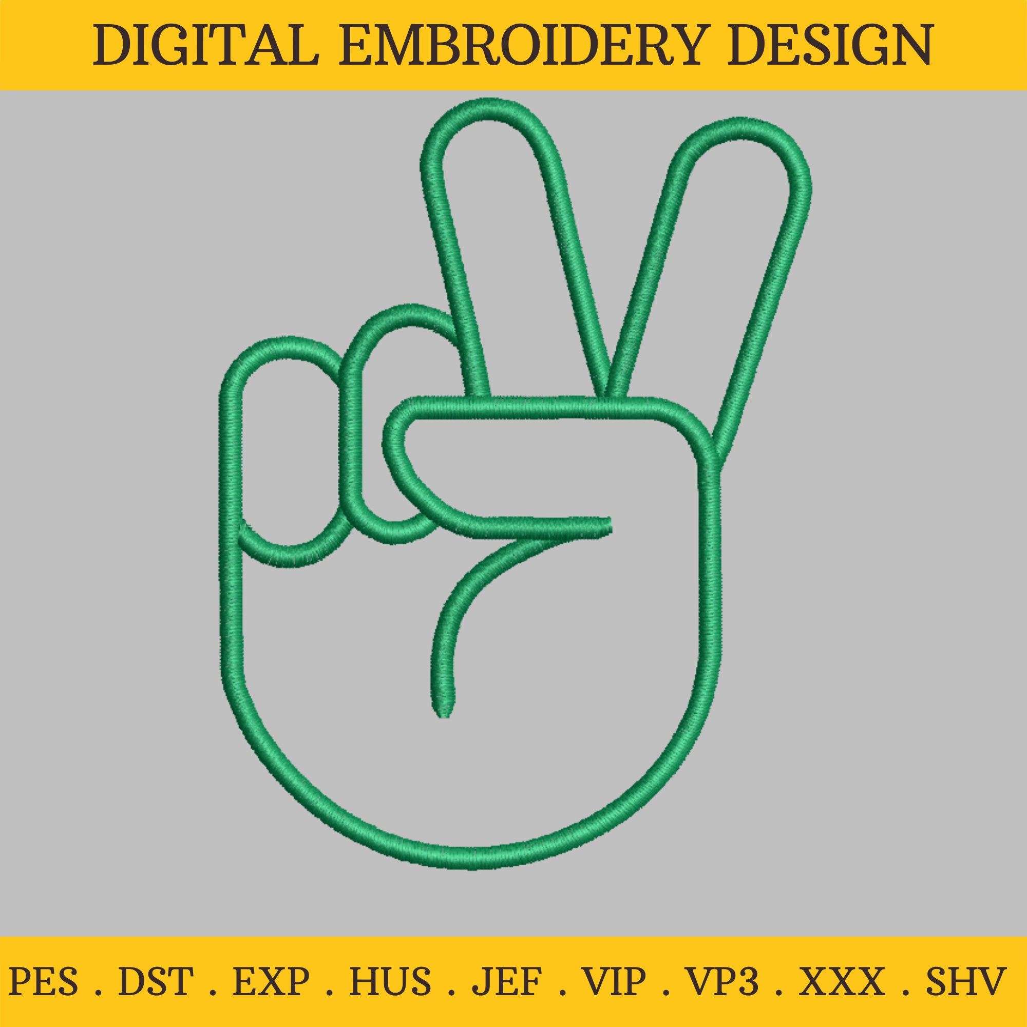 Peace Sign Embroidery Design 4X4 Hoop, Peace Hand, Machine Embroidery ...