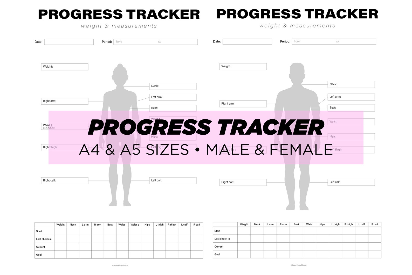 Fitness Progress Tracker | A4 & A5 | Binder Insert | Measurements ...