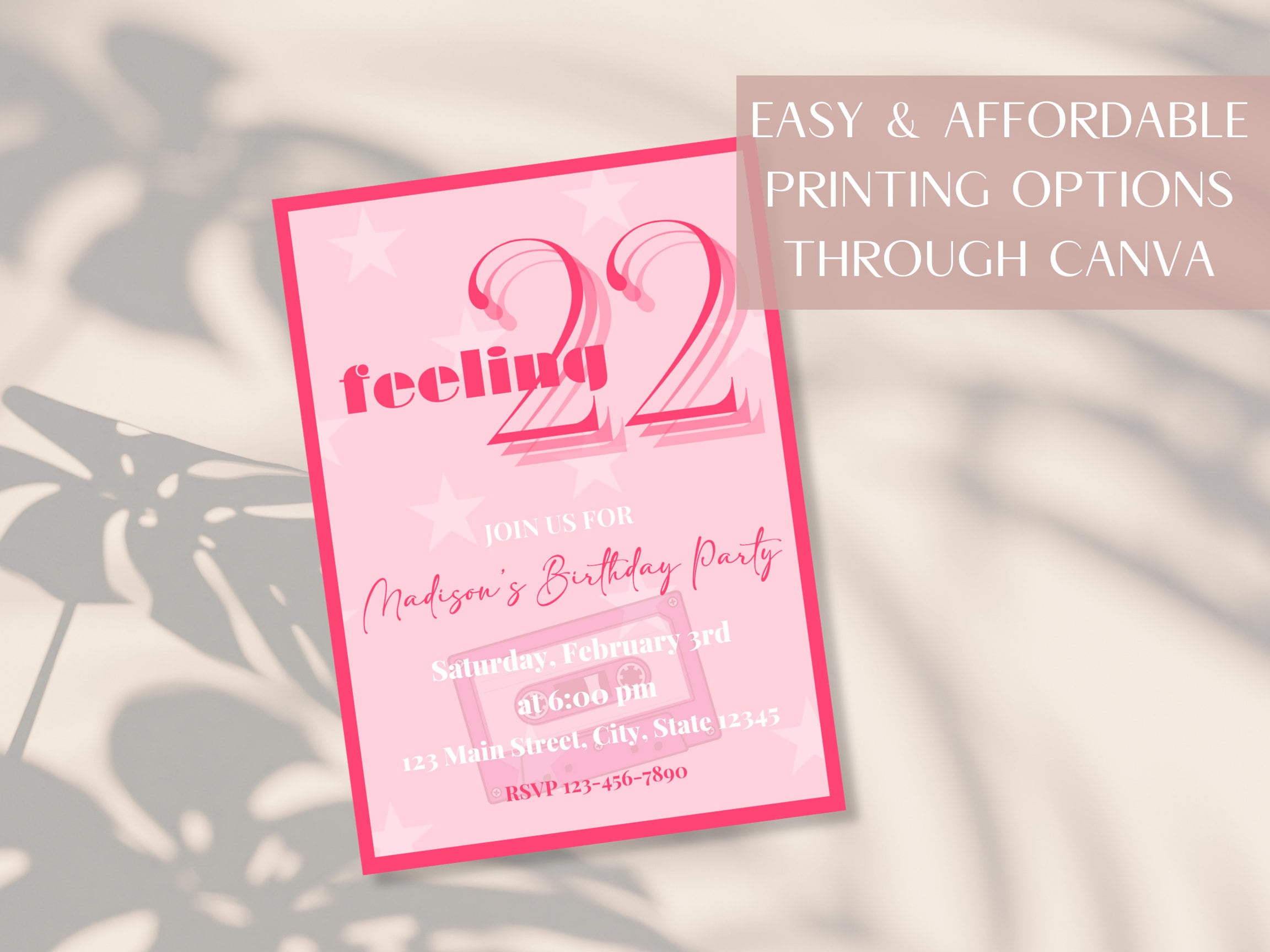 Feeling 22 Birthday Invite | Taylor Swift Themed Birthday Party ...