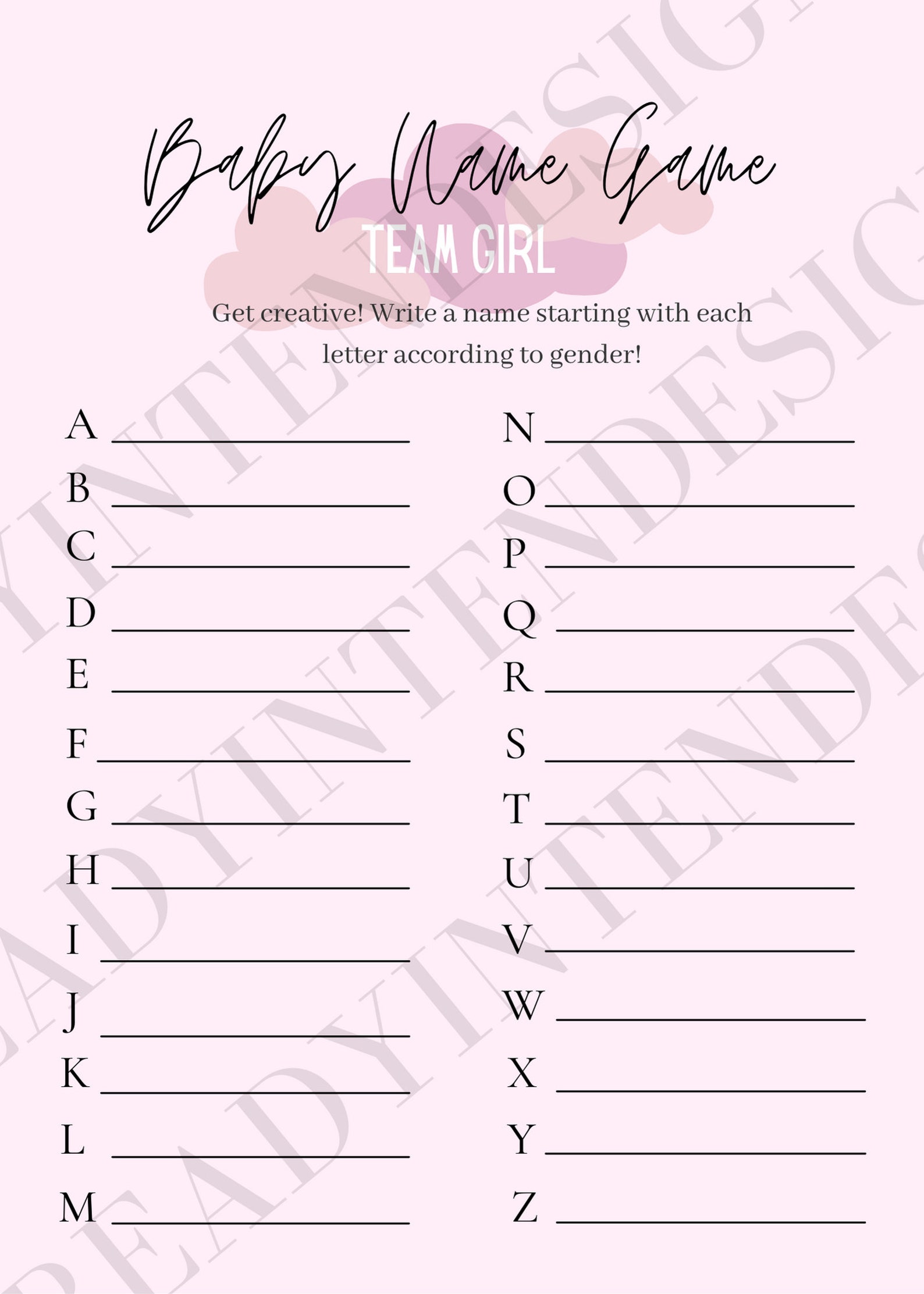 Gender Reveal Baby Name Game - Gender Reveal Party Games - Etsy