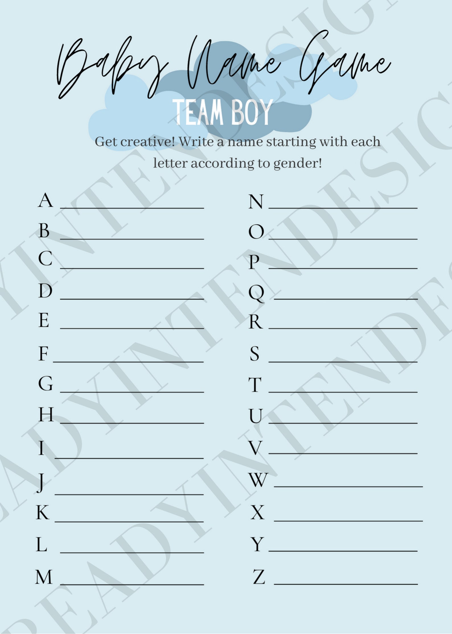 Gender Reveal Baby Name Game - Gender Reveal Party Games - Etsy