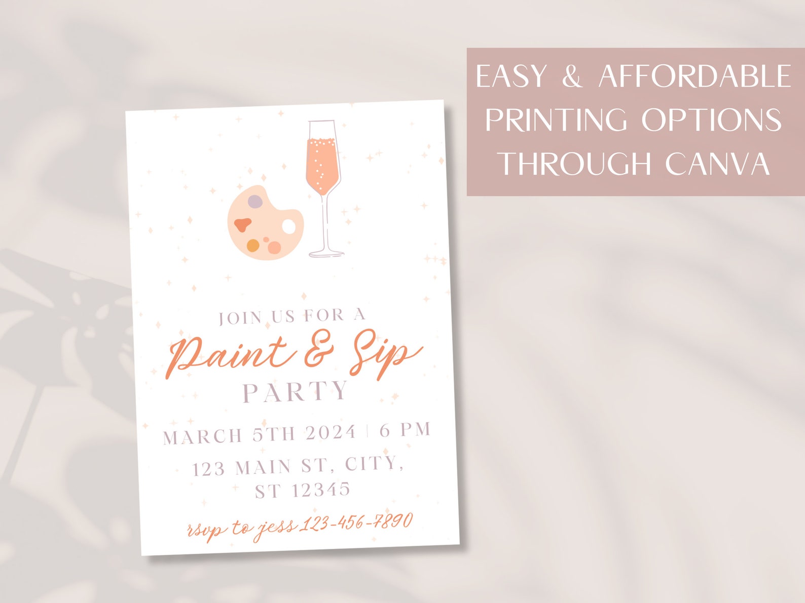 Paint and Sip Party Invitations | Paint and Pour Party Invites | Girly ...