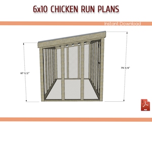 6x10 Chicken Coop Run Building Plans - DIY Chicken Run Plans, 6x10 Walk ...
