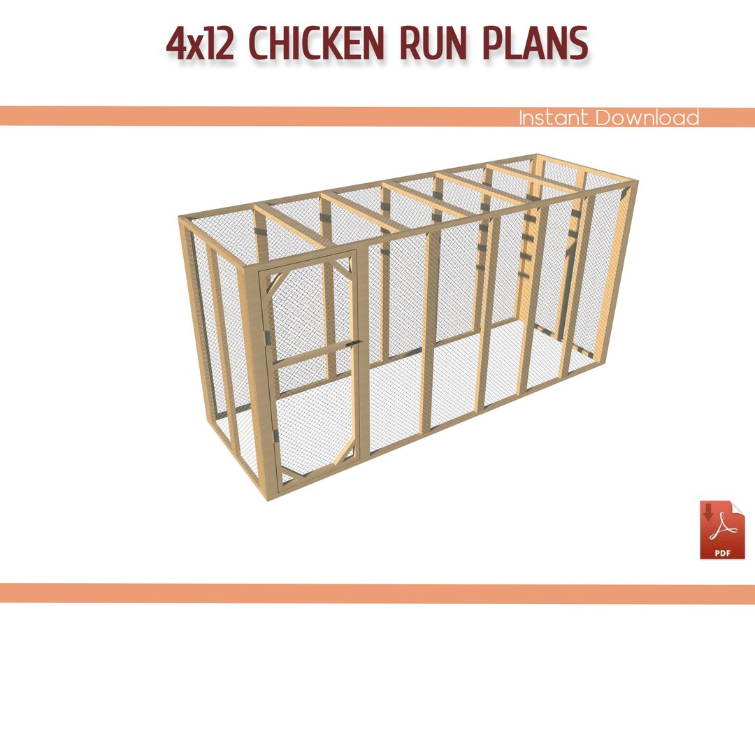 4x12 Chicken Coop Run Building Plans, DIY Walk-in Chicken Run Plans ...