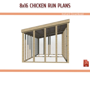 8x16 Chicken Run Building Plans – DIY Walk-in Poultry Run - (PDF ...