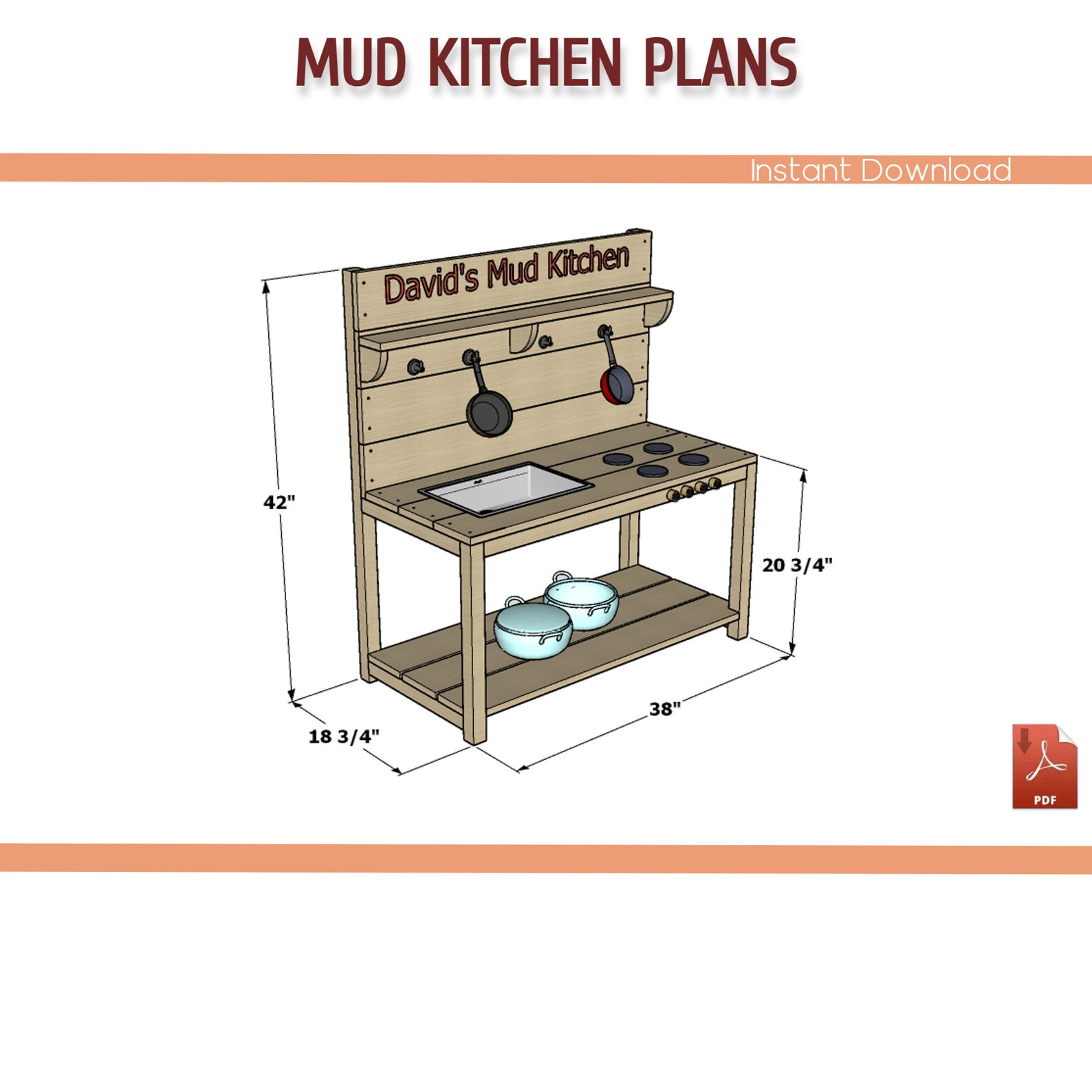 Mud Kitchen Plans, DIY Build Outdoor Mud Kitchen for Kids - Download ...