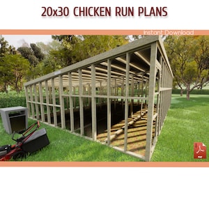 DIY Chicken Run Plans – 20x30 Walk-in Lean-to Coop (PDF Download) - Etsy