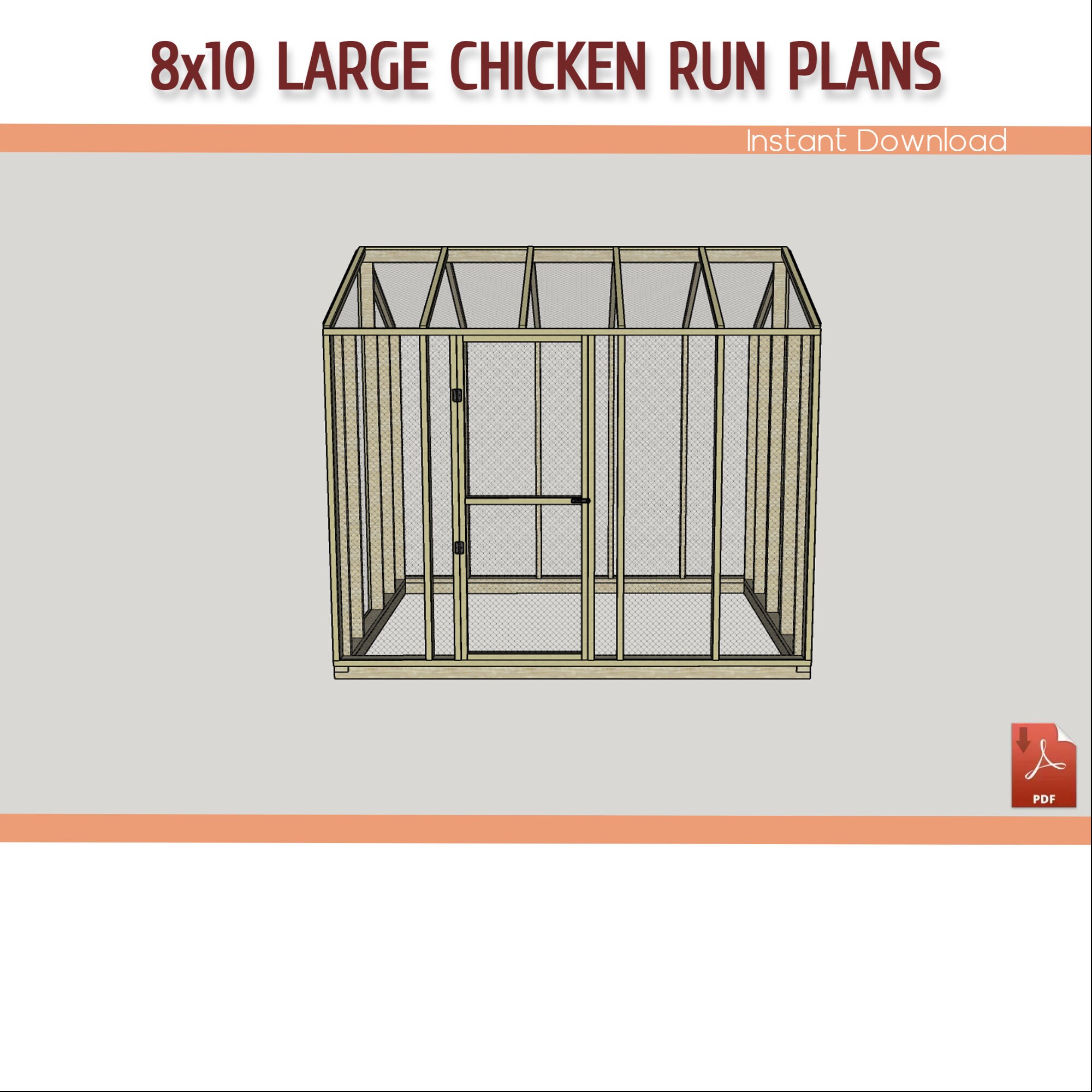 Large Chicken Coop Run DIY Plans 8x10 Large Chicken Coop Run - Etsy