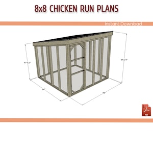 8x8 Chicken Coop Run Building Plans - 8x8 Walk-in Bird Aviary DIY Plans ...