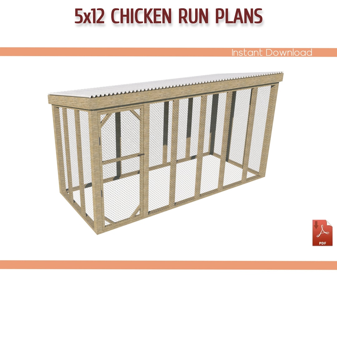 5x12 Chicken Coop Run Building Plans - 5x12 Walk-in Chicken Run DIY ...