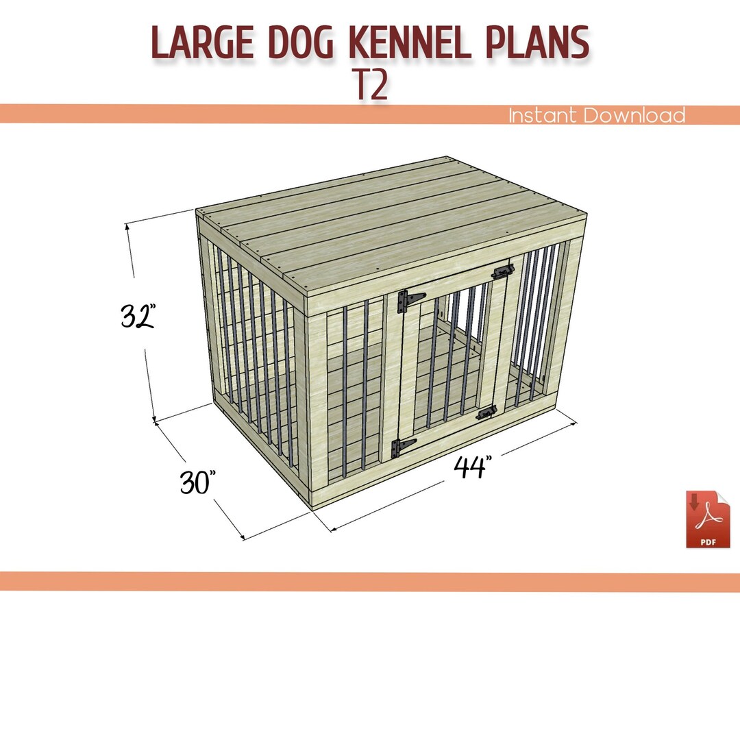 Large Wooden Dog Kennel DIY Plans – Single Kennel Furniture (PDF ...