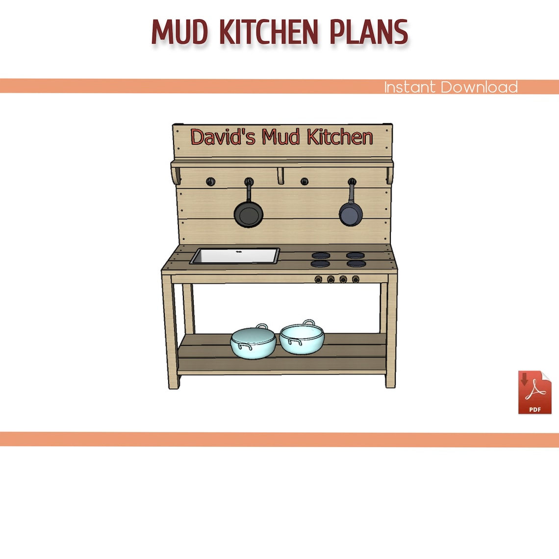Mud Kitchen Plans, DIY Build Outdoor Mud Kitchen for Kids - Download ...