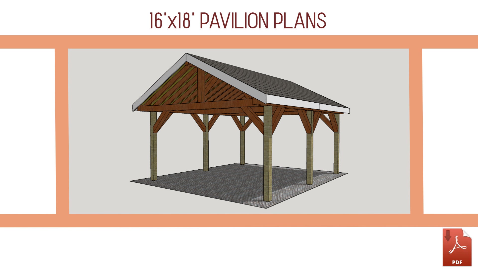 16'x18' Gable Pavilion Plans DIY Wooden Pavilion | Etsy