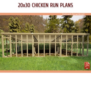 DIY Chicken Run Plans – 20x30 Walk-in Lean-to Coop (PDF Download) - Etsy