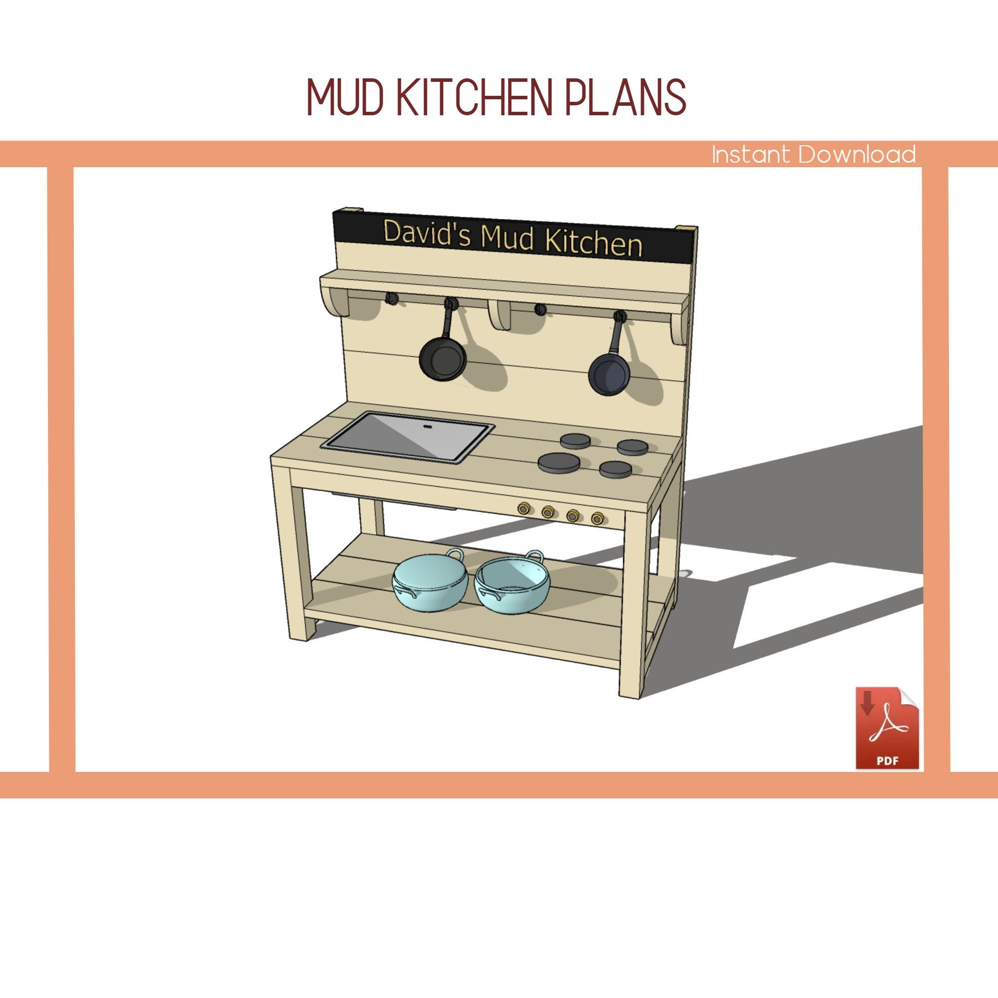 Mud Kitchen Plans DIY Build Outdoor Mud Kitchen for Kids | Etsy