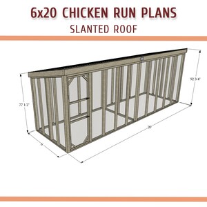 6x20 Large Chicken Coop Run Building Plans – DIY Slanted Roof (PDF ...
