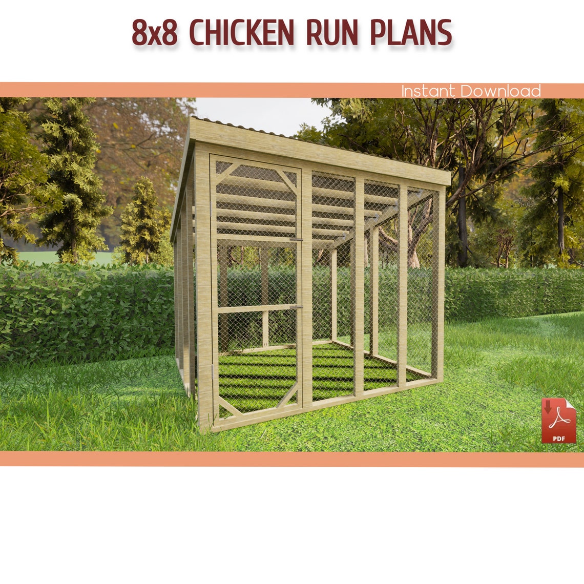 8x8 Walk-in Chicken Run Plans – DIY Bird Aviary (PDF Download) - Etsy