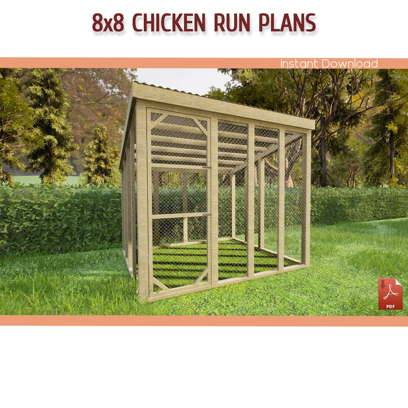 8x8 Walk-in Chicken Run Plans – DIY Bird Aviary (PDF Download) - Etsy