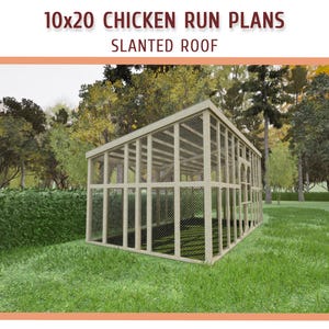 10x20 Large Chicken Coop Run Building Plans - 10x20 Slanted Roof Walk ...
