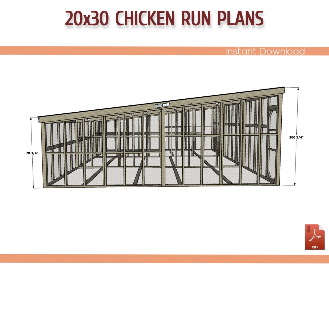 DIY Chicken Run Plans – 20x30 Walk-in Lean-to Coop (PDF Download) - Etsy