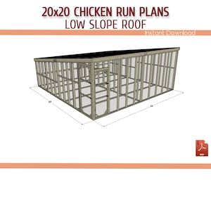 20x20 Large Slanted Roof Walk-in Chicken Run Building Plans (download ...