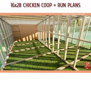 16x28 Walk-in Chicken Coop & Run DIY Building Plans (PDF Download) - Etsy