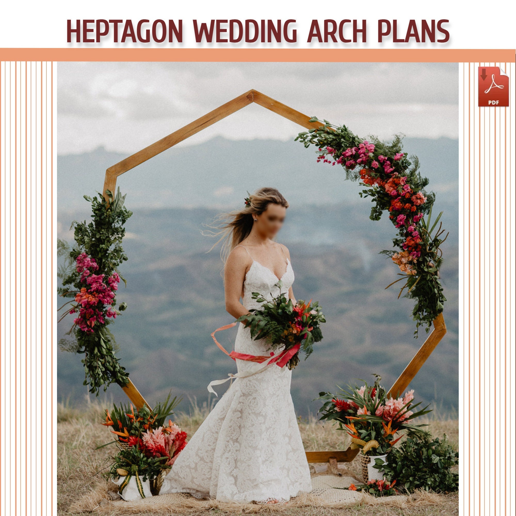Heptagon Wedding Arch Plan DIY Geometric Wedding Arbor Plan - Etsy