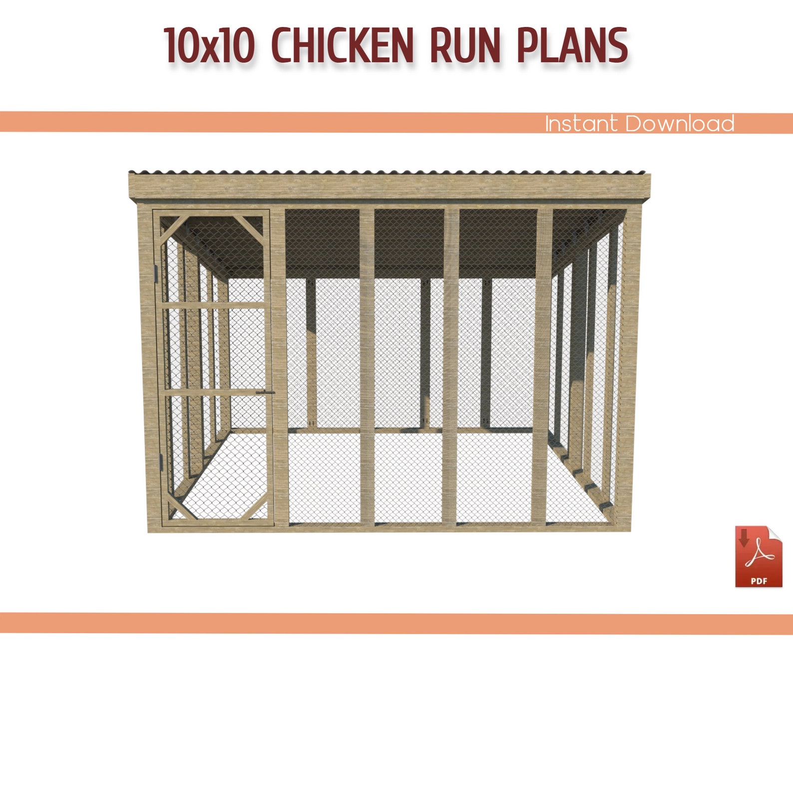 10x10 Walk-in Chicken Run Building Plans – DIY PDF Download - Etsy