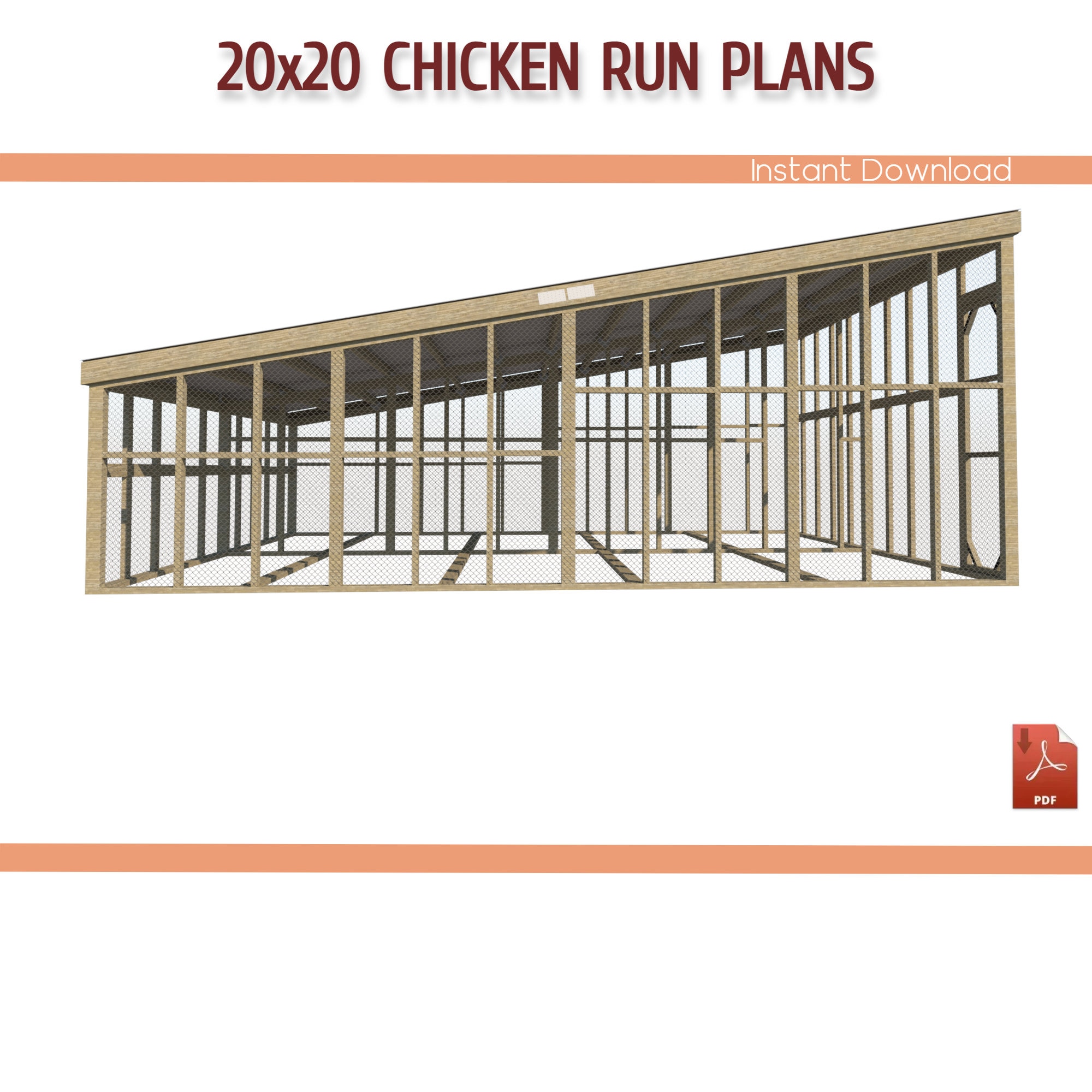 20x20 Chicken Coop Run DIY Plans – Walk-in Design (PDF Download) - Etsy