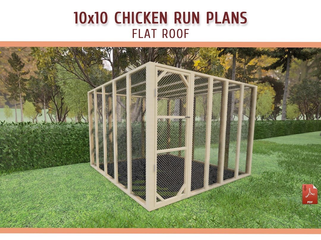 10x10 Walk-in Chicken Coop Run DIY Building Plans (PDF Download) - Etsy