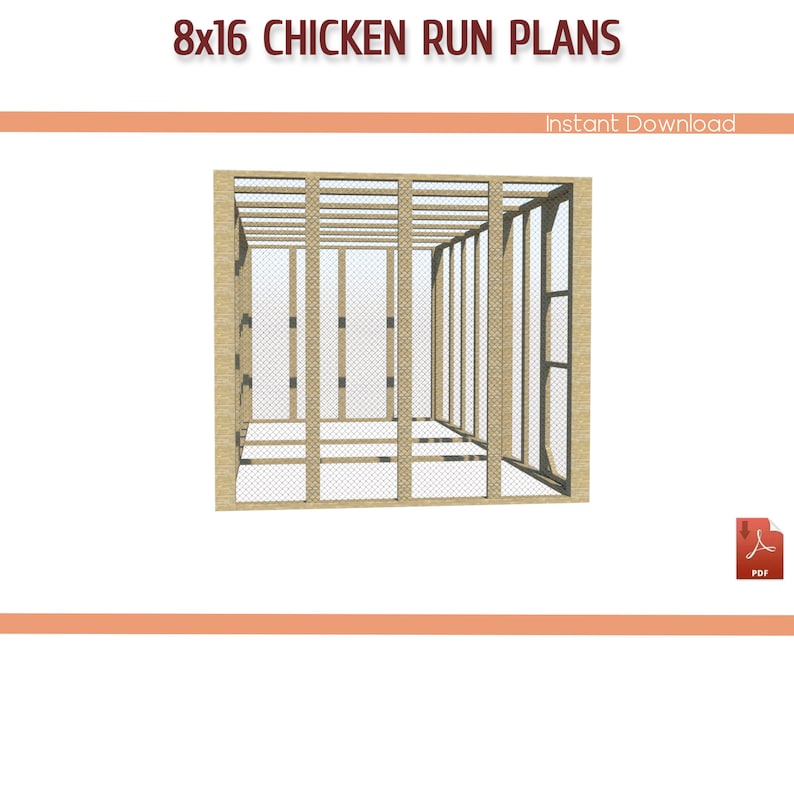 8x16 Flat Roof Chicken Run DIY Plans – Walk-in Run Building (PDF ...