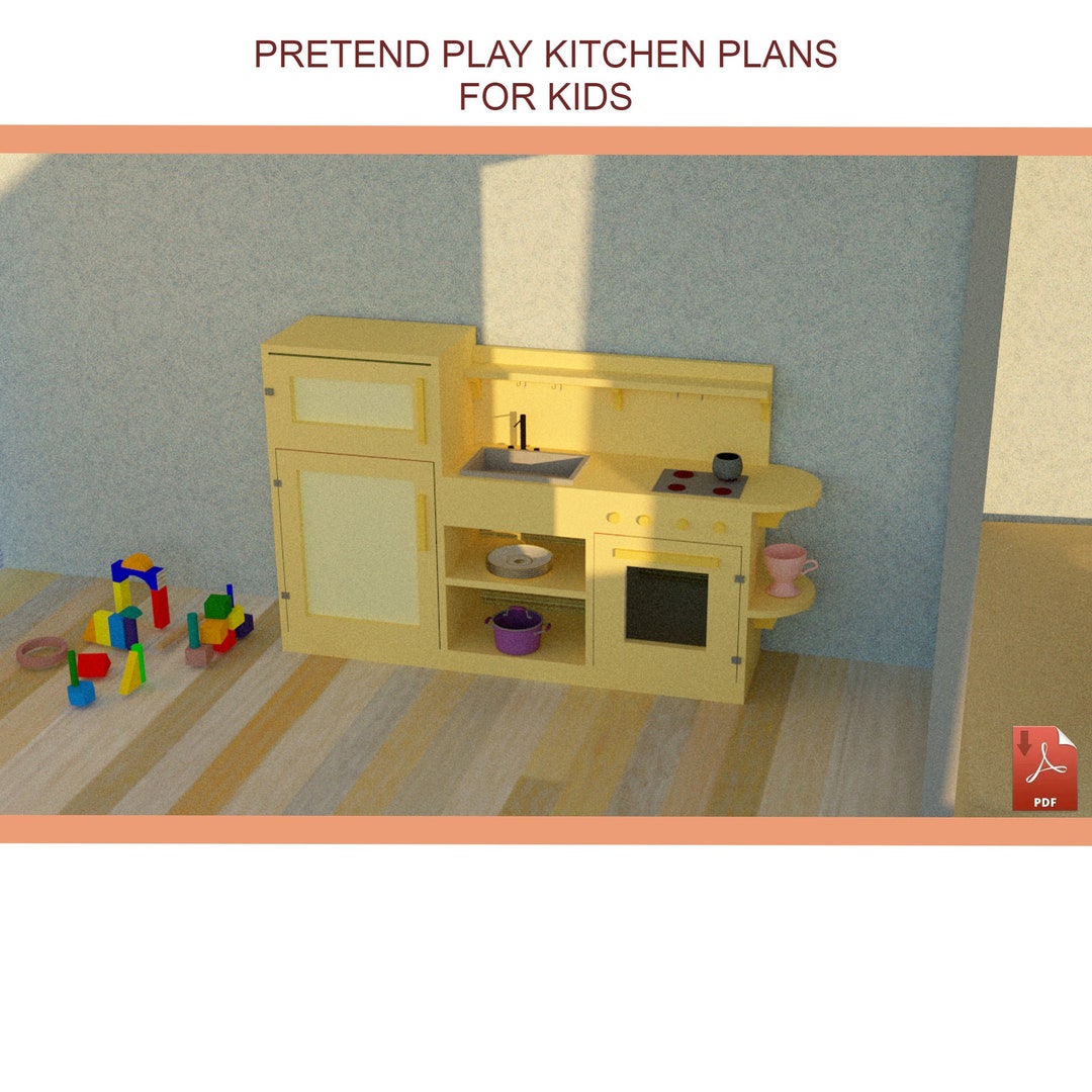 Play Kitchen Plans for Kids, DIY Play Kitchen - Pretend Play Kitchen ...