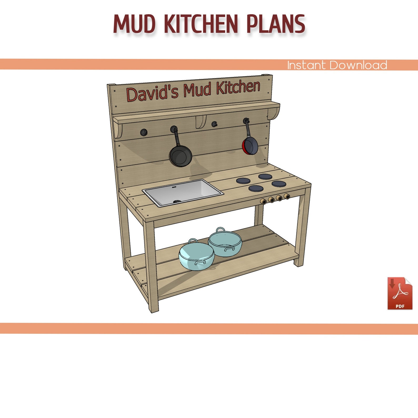Mud Kitchen Plans, DIY Build Outdoor Mud Kitchen for Kids - Download ...