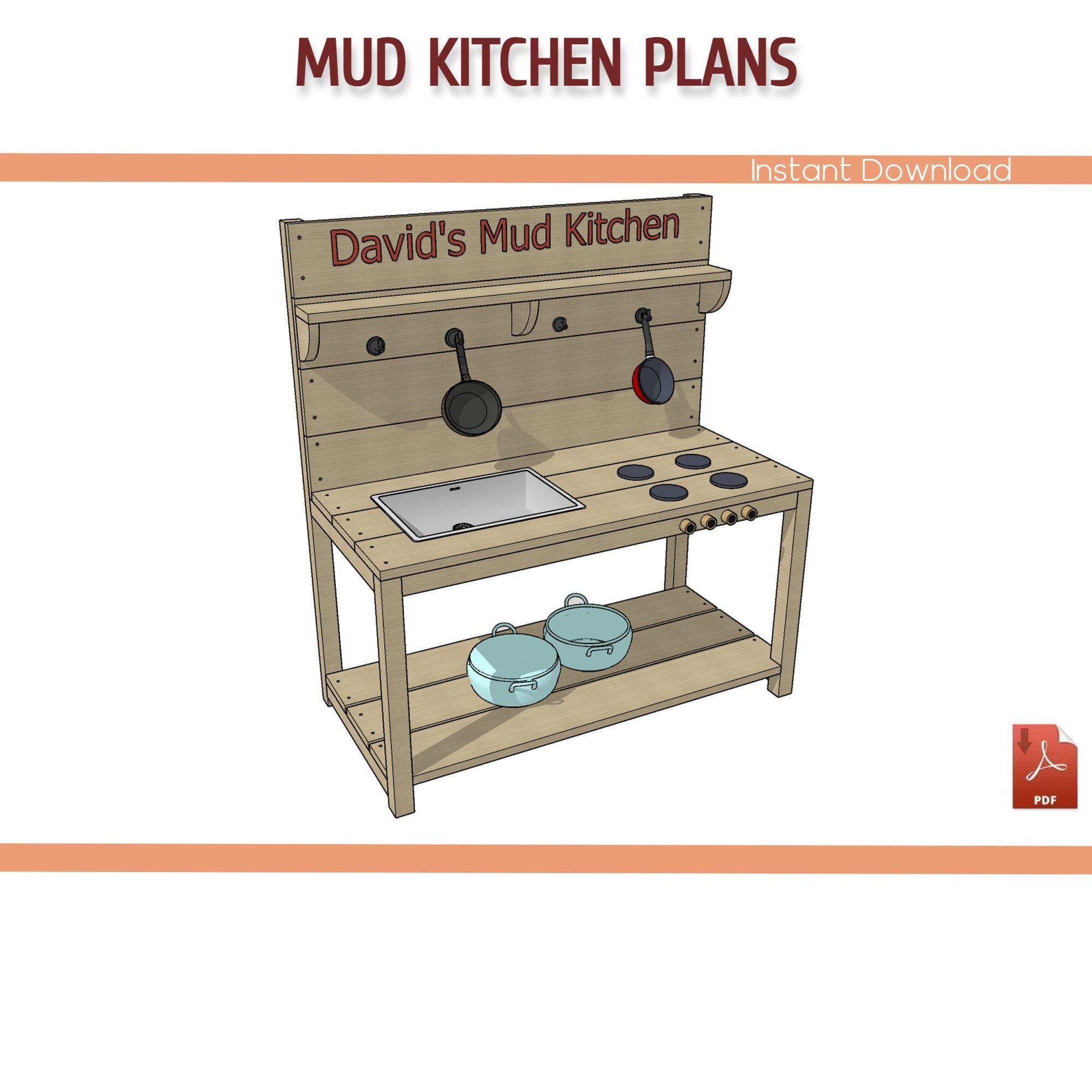 Mud Kitchen Plans, DIY Build Outdoor Mud Kitchen for Kids - Download ...