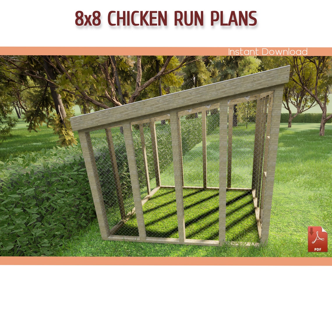 8x8 Walk-in Chicken Run Plans – DIY Bird Aviary (PDF Download) - Etsy