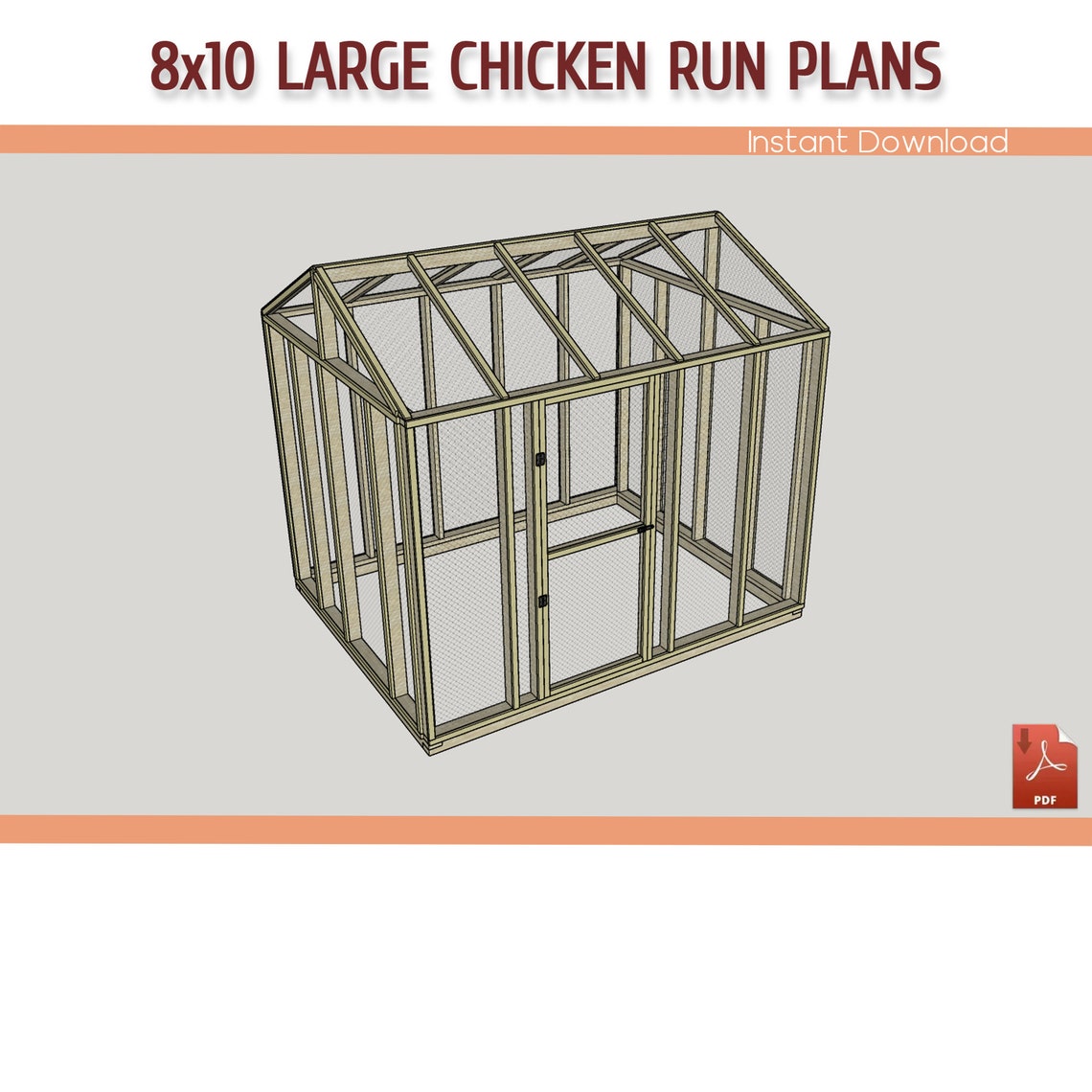 Large Chicken Coop Run DIY Plans 8x10 Large Chicken Coop Run - Etsy