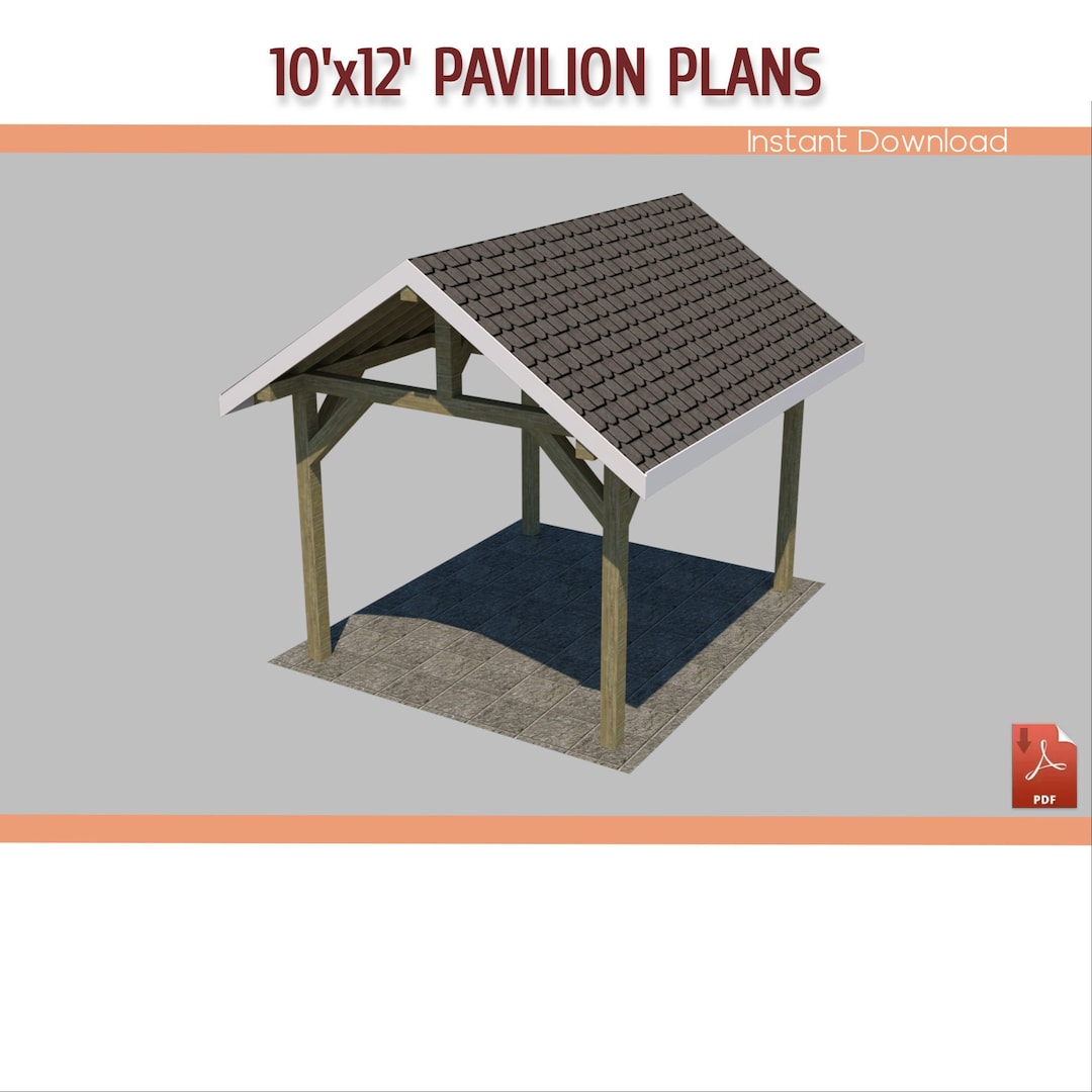 10x12 Pavilion Plans | DIY Outdoor Timber Frame Backyard Structure ...