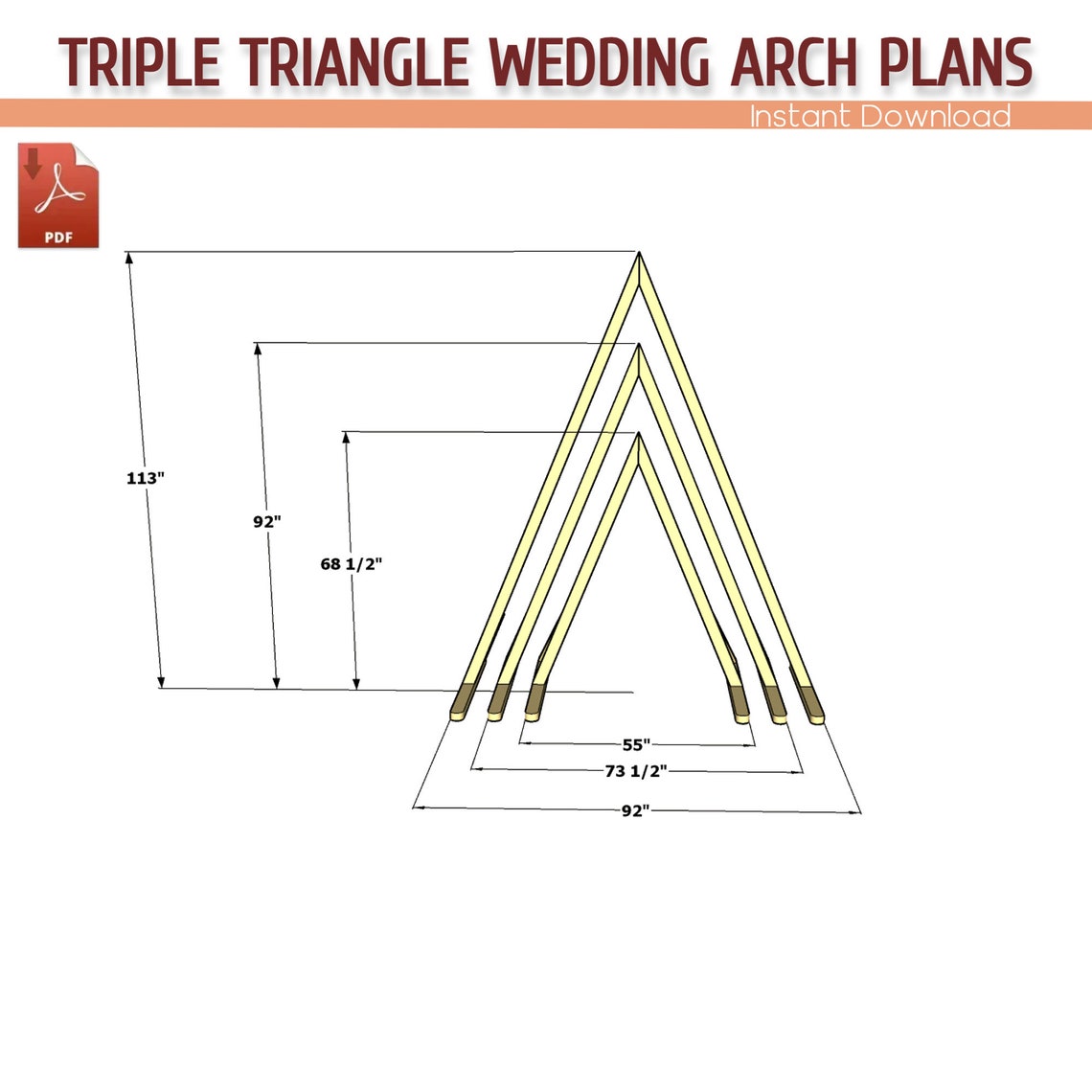 Triple Triangle Wedding Arch DIY Plans (download PDF) - Etsy