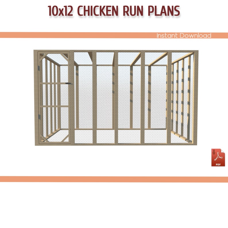 10x12 Chicken Coop Run DIY Building Plans - 10x12 Chicken Run Plans ...