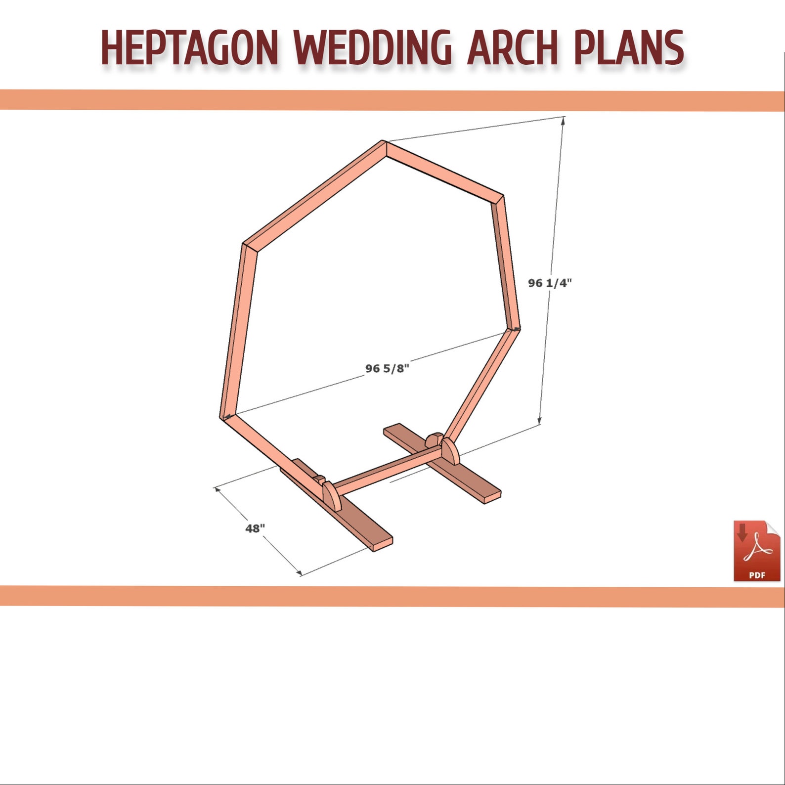 Heptagon Wedding Arch Plan DIY Geometric Wedding Arbor Plan - Etsy