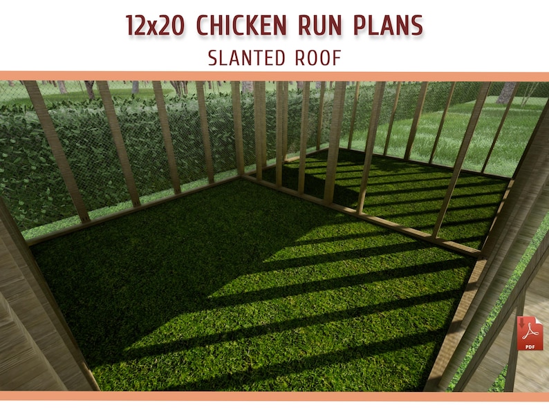 12x20 Chicken Run Building Plans – DIY Slanted Roof Walk-in (PDF ...