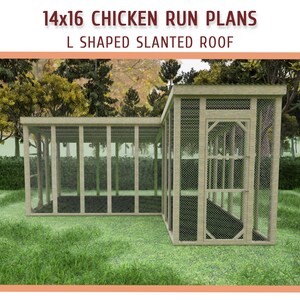 Large 14x16 L Shaped Chicken Coop Run Building Plans - 14x16 L-shape ...